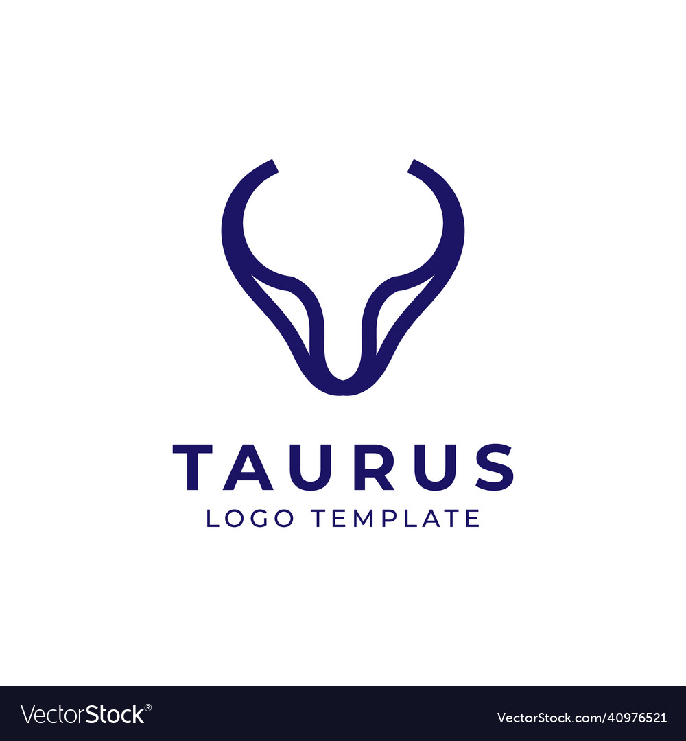 Simple taurus line logo template Royalty Free Vector Image