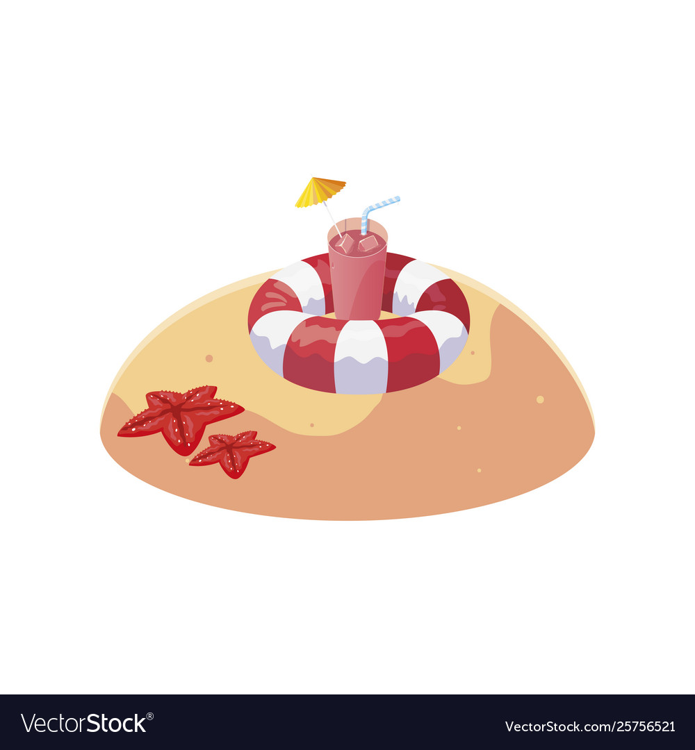Summer sand beach with float scene Royalty Free Vector Image