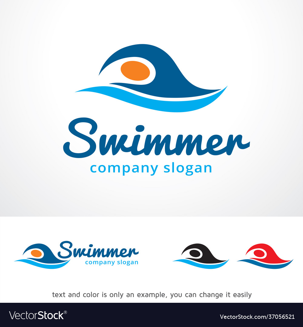 Swimmer logo template design Royalty Free Vector Image