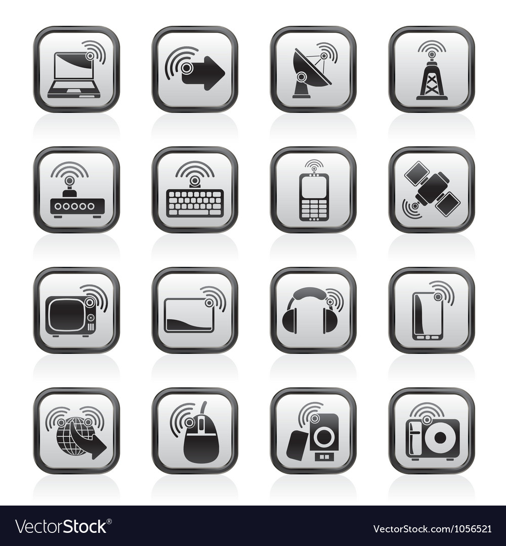 Wireless and technology icons Royalty Free Vector Image