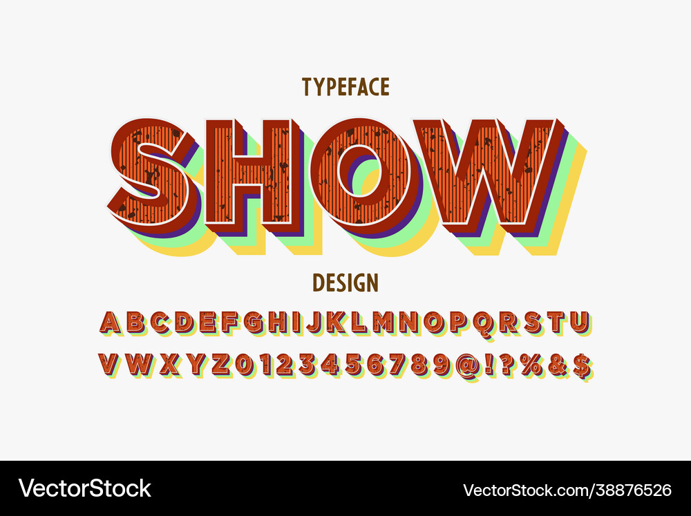 3d font modern and alphabet colorful stylized Vector Image