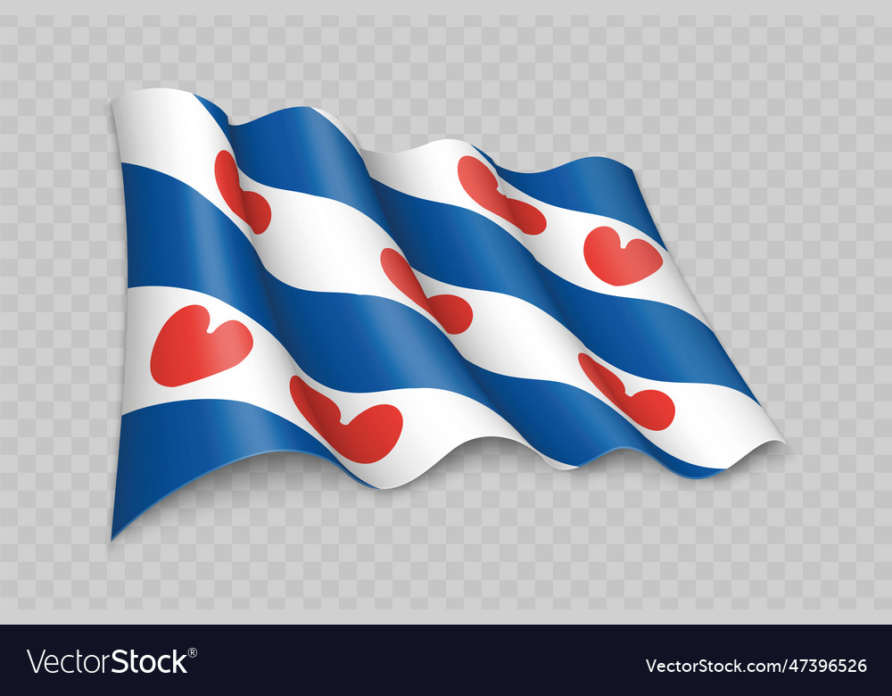 3d realistic waving flag of friesland is a state Vector Image