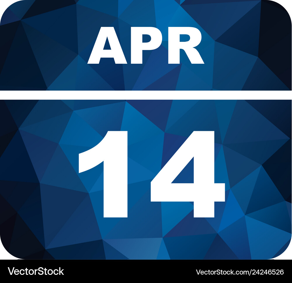 April 14th date on a single day calendar Vector Image