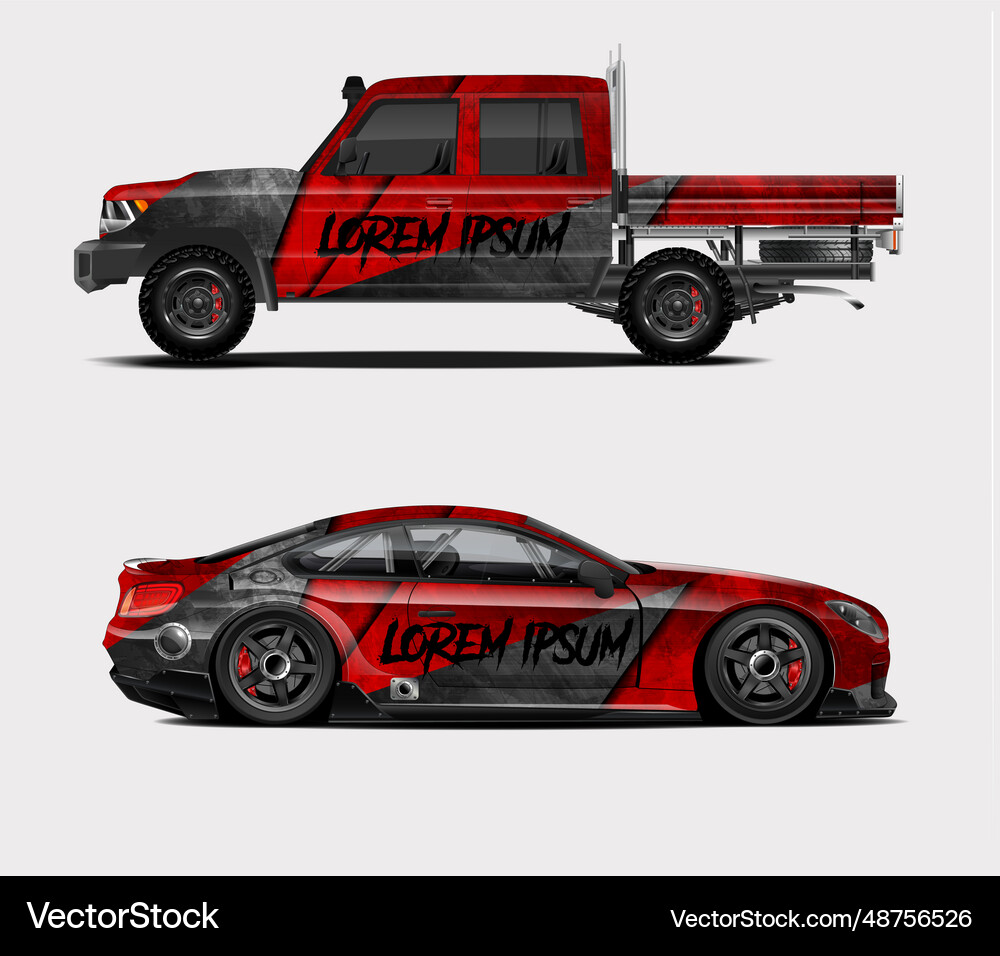 Car livery design vehicle vinyl wrap Royalty Free Vector