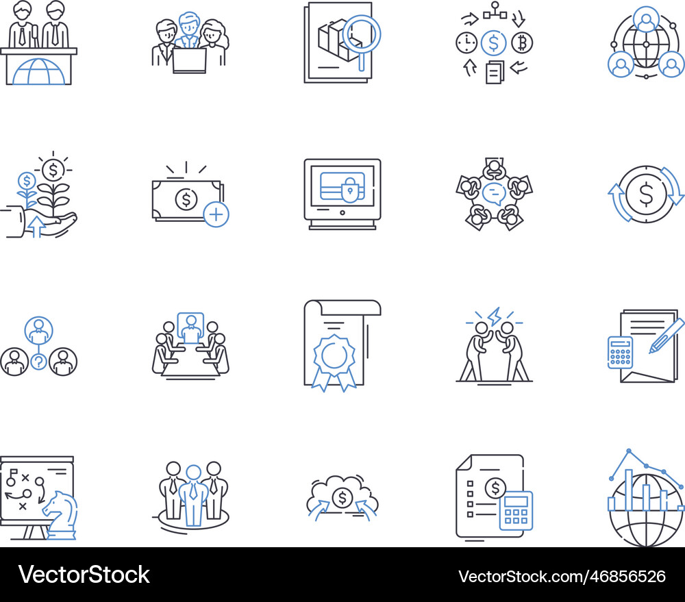 Checking account line icons collection balance Vector Image