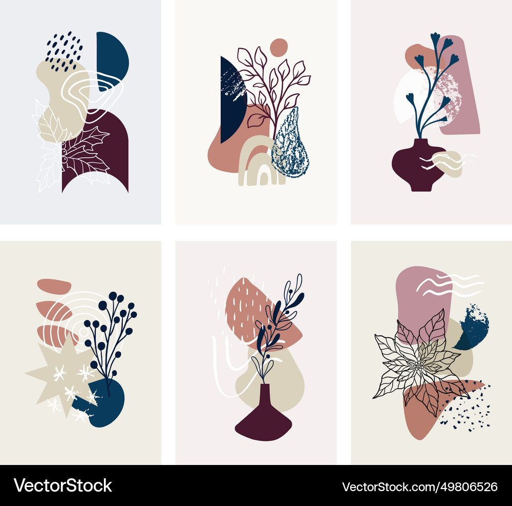 Christmas warm abstract contemporary poster set Vector Image