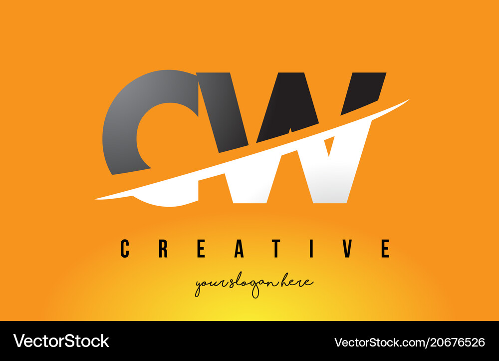 Cw c w letter modern logo design with yellow Vector Image