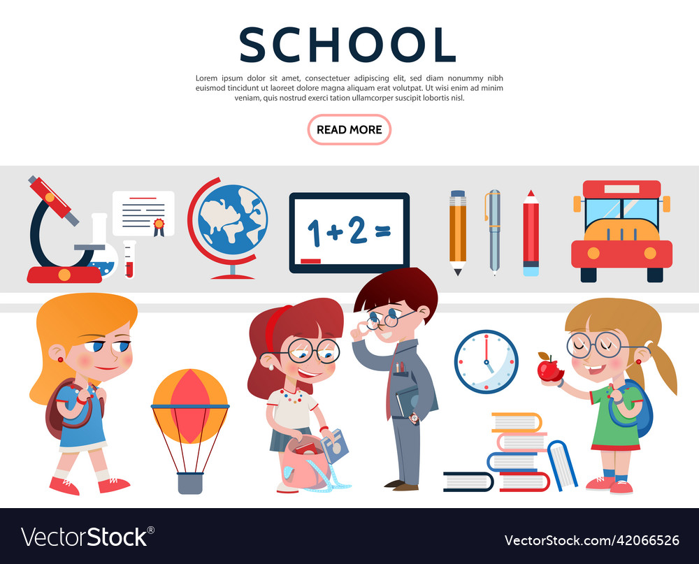 Flat school elements set Royalty Free Vector Image
