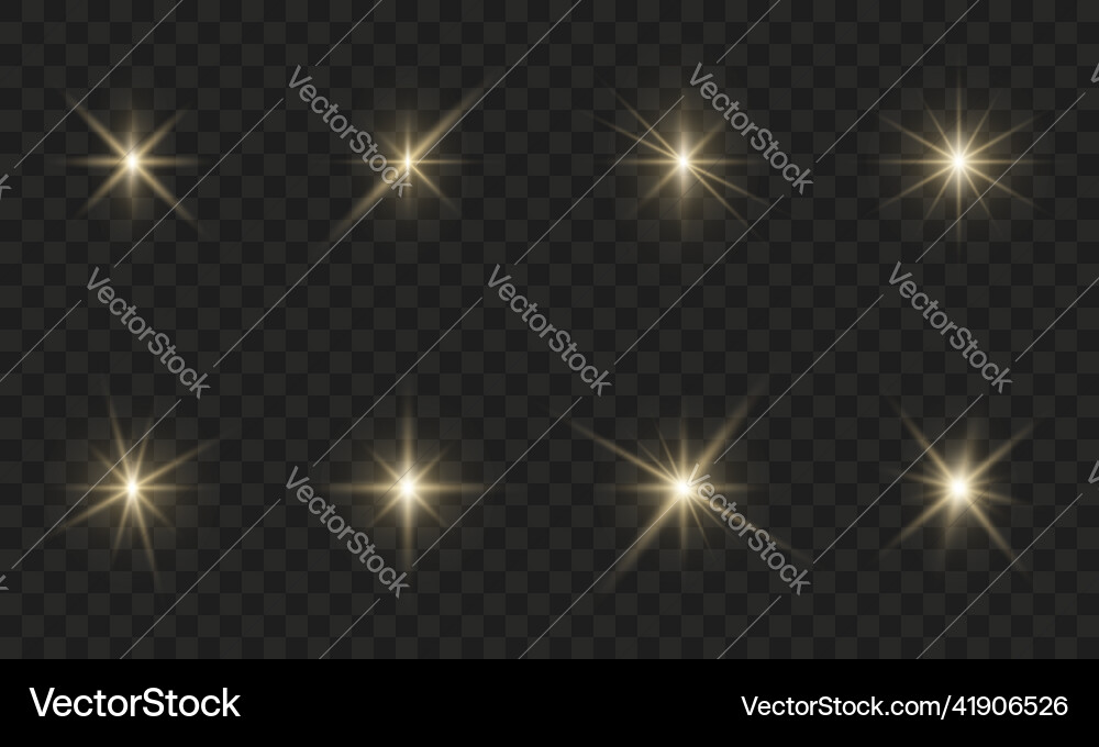 Golden flare sparkle star on transparent Vector Image