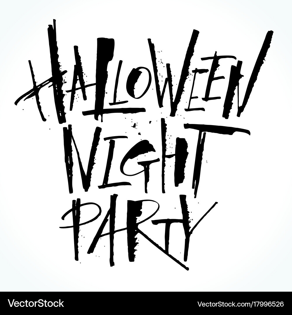 Halloween night party lettering Royalty Free Vector Image