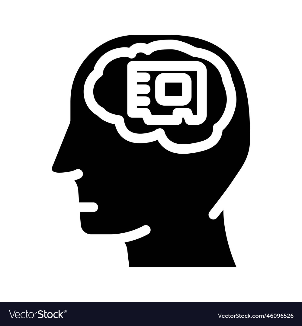 Memory brain glyph icon Royalty Free Vector Image