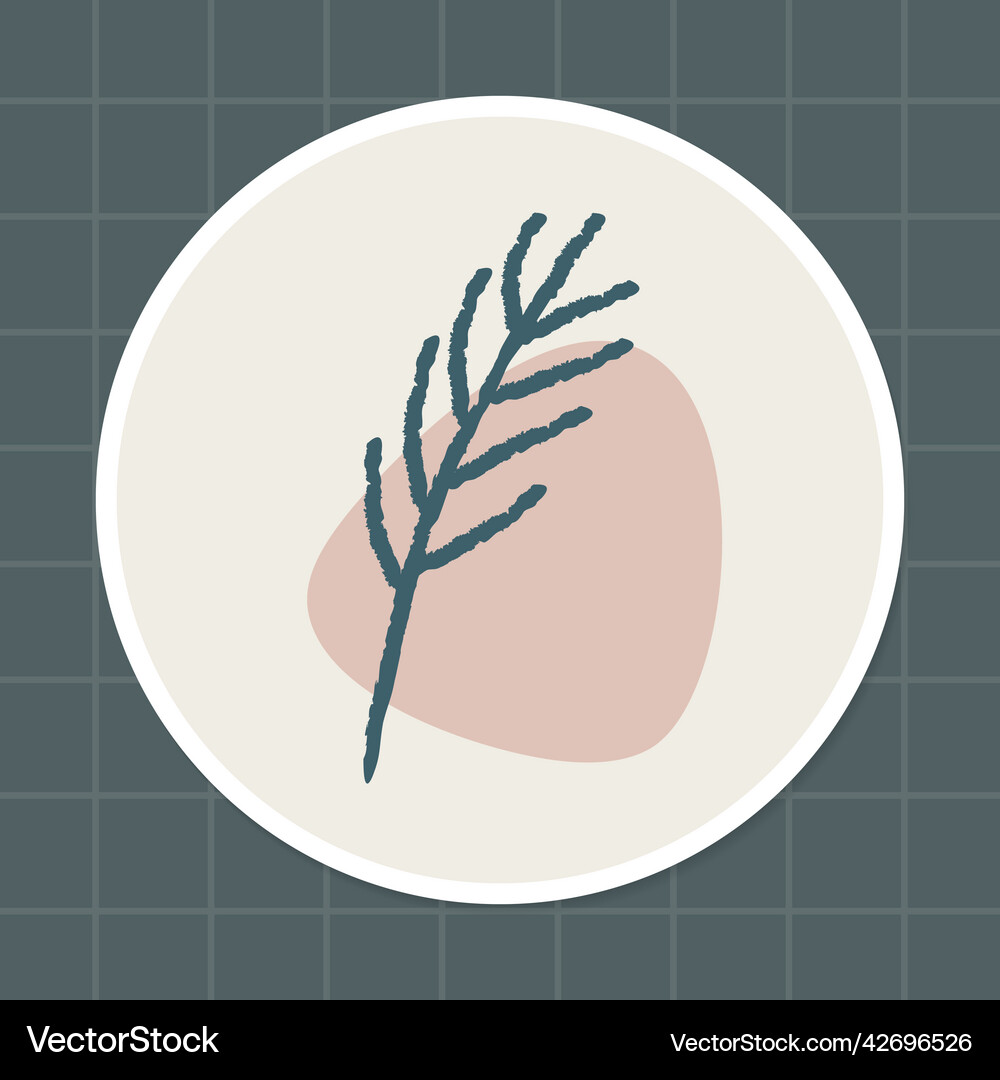 Minimal leaf doodle social story highlight sticker