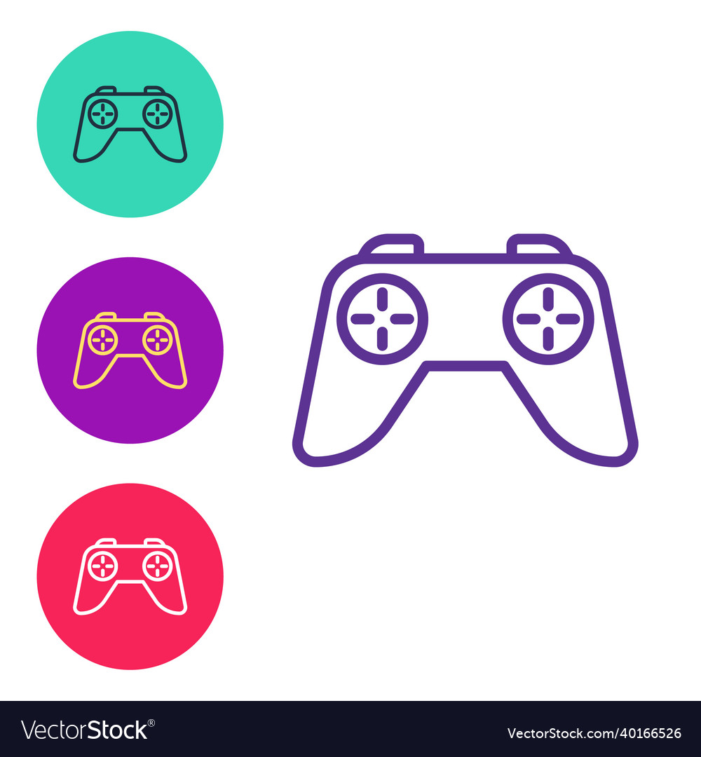Set Line Game Controller Or Joystick For Game Vector Image