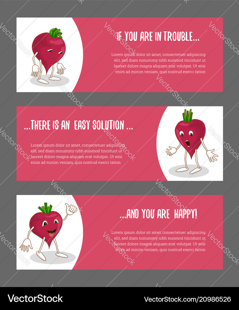 Set of horizontal narrow banners with vegetable Vector Image