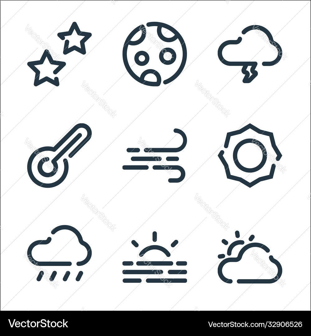 Weather line icons linear set quality line set Vector Image