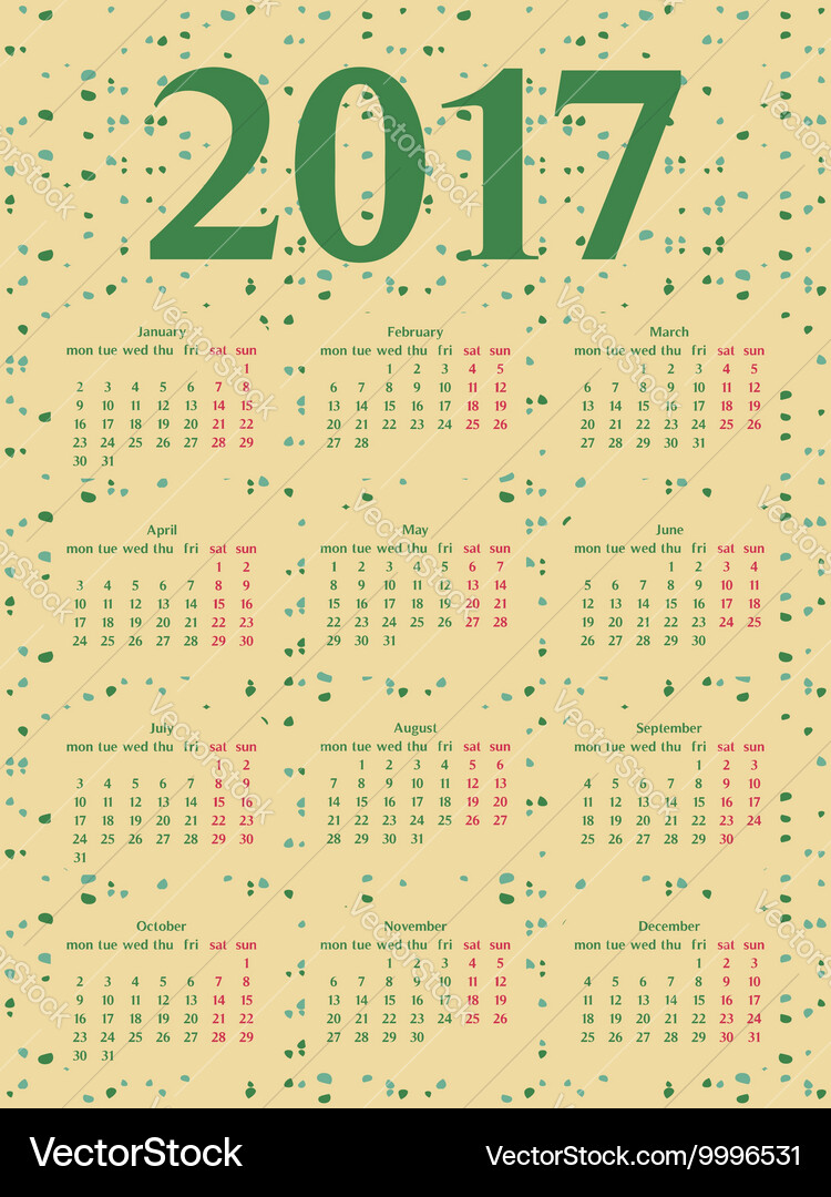 2017 year calendar templatecolorful decorative Vector Image
