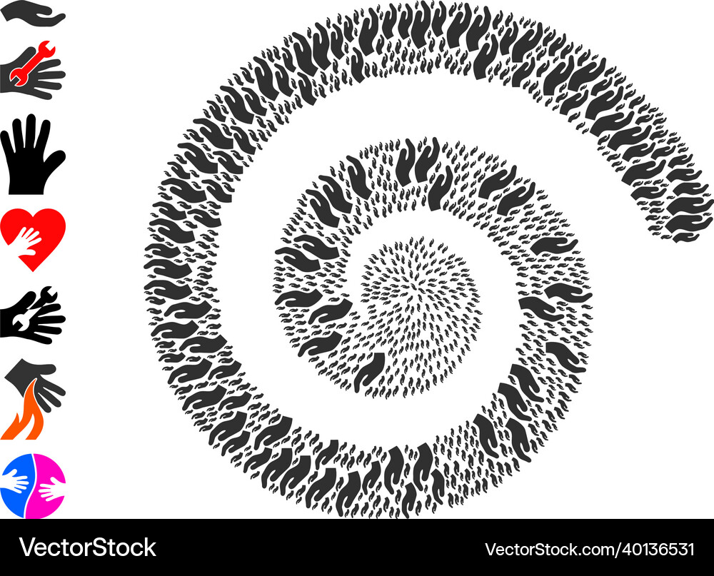 Asking hand icon spiral twirl mosaic Royalty Free Vector