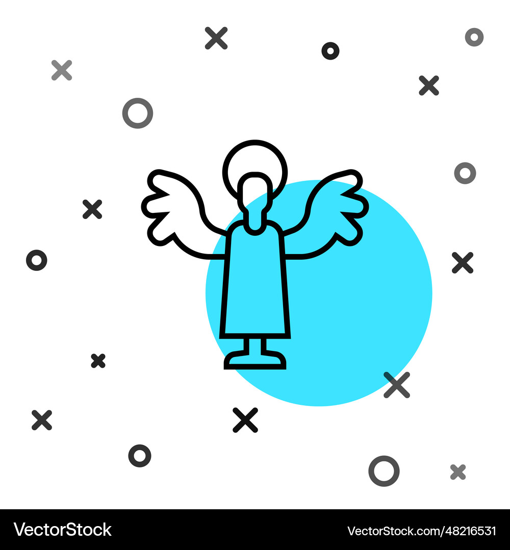 Black line angel icon isolated on white Royalty Free Vector