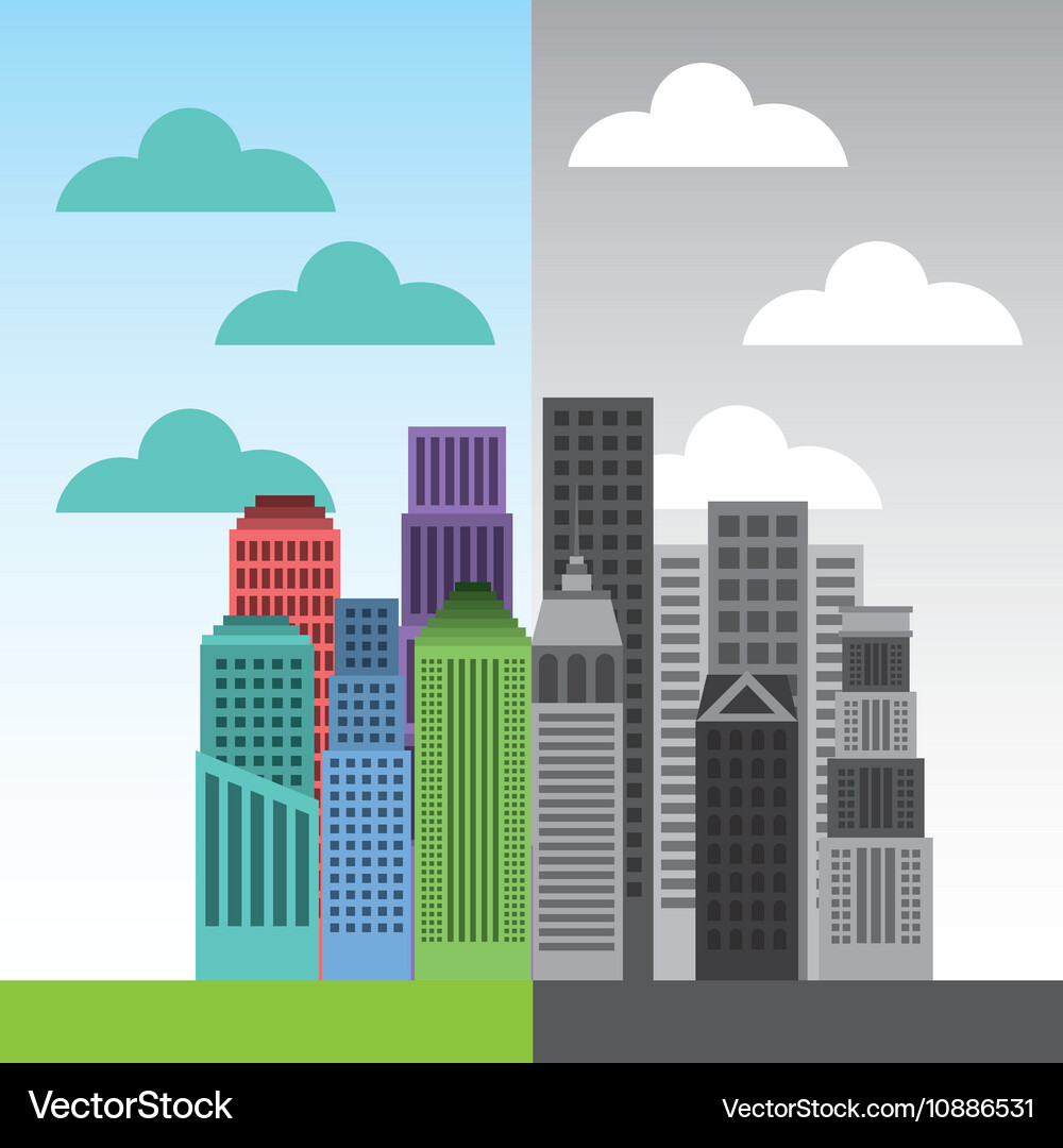 Buildings cityscape skyline icon Royalty Free Vector Image