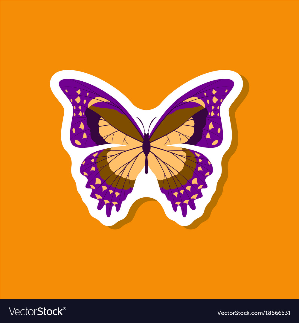 Butterfly Paper Sticker On Stylish Background Vector Image