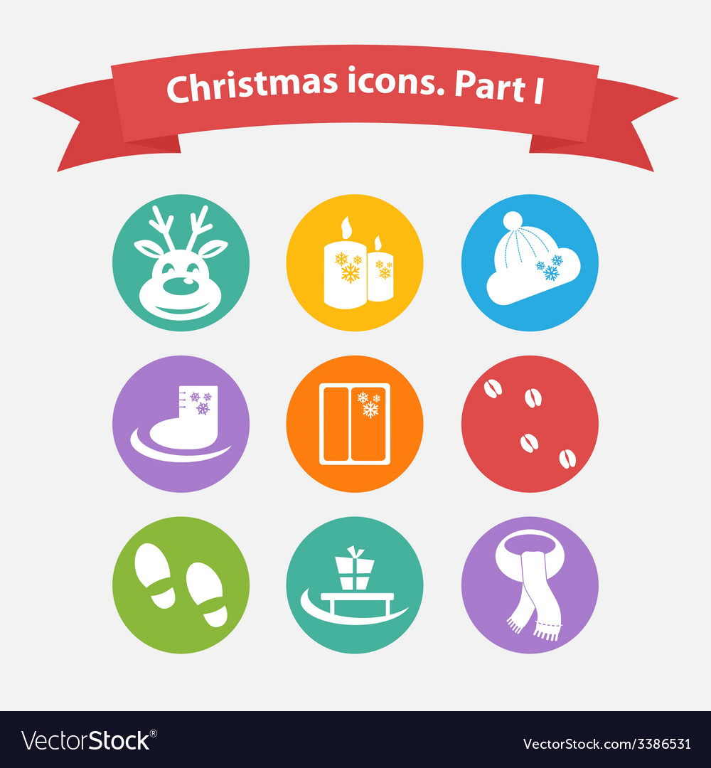 Christmas icons in a flat style Royalty Free Vector Image