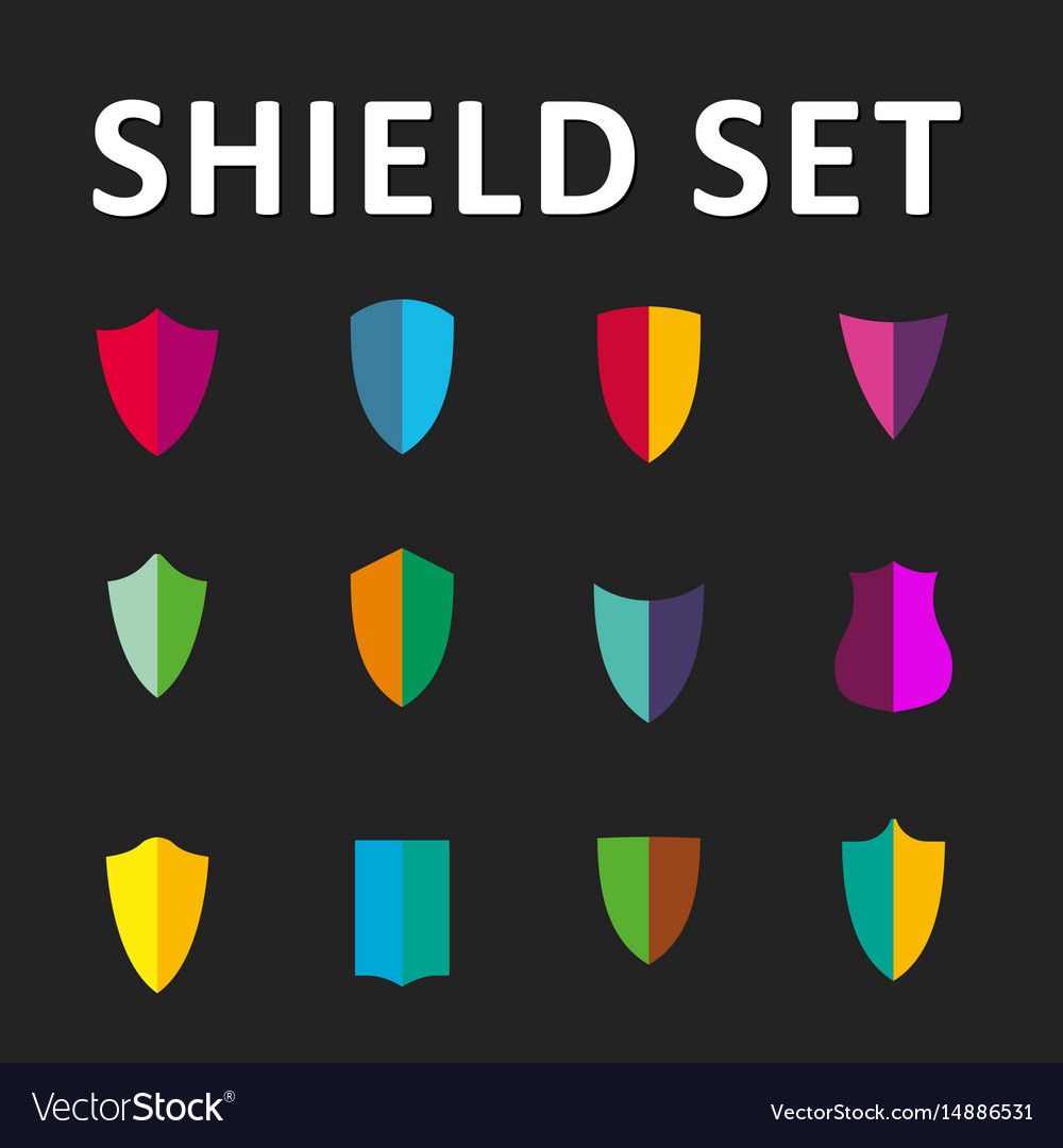 Colorful shields set Royalty Free Vector Image