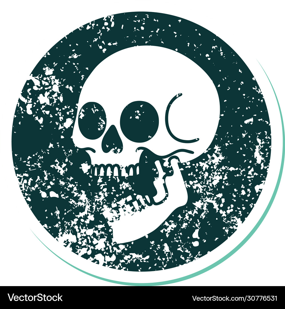 Distressed sticker tattoo style icon a skull Vector Image