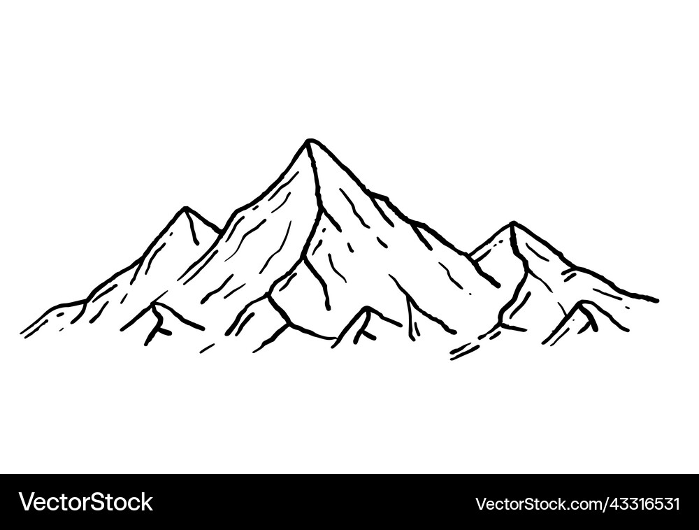 Mountains in engraving style nature landscape Vector Image