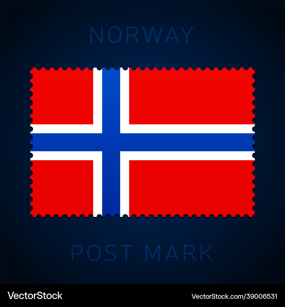 Norway postage mark national flag stamp Royalty Free Vector