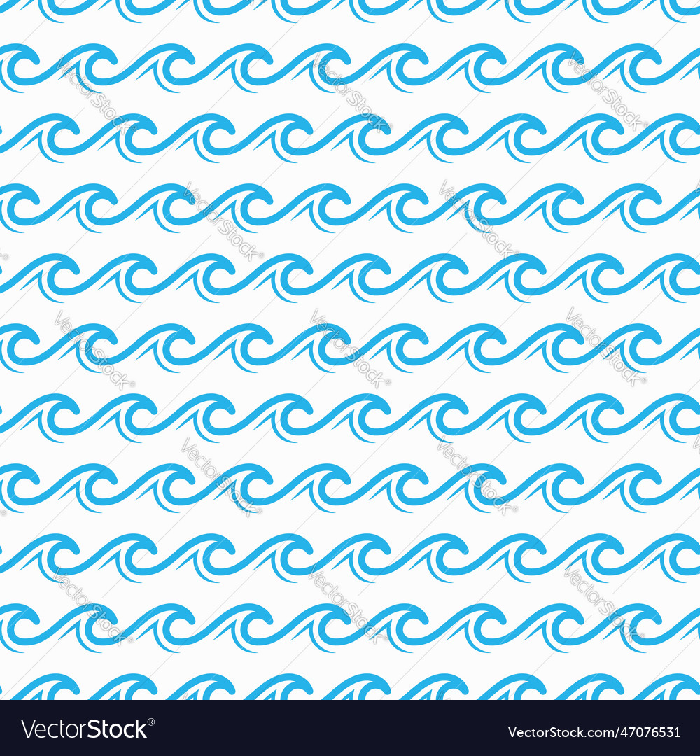 Sea and ocean blue waves seamless retro pattern Vector Image