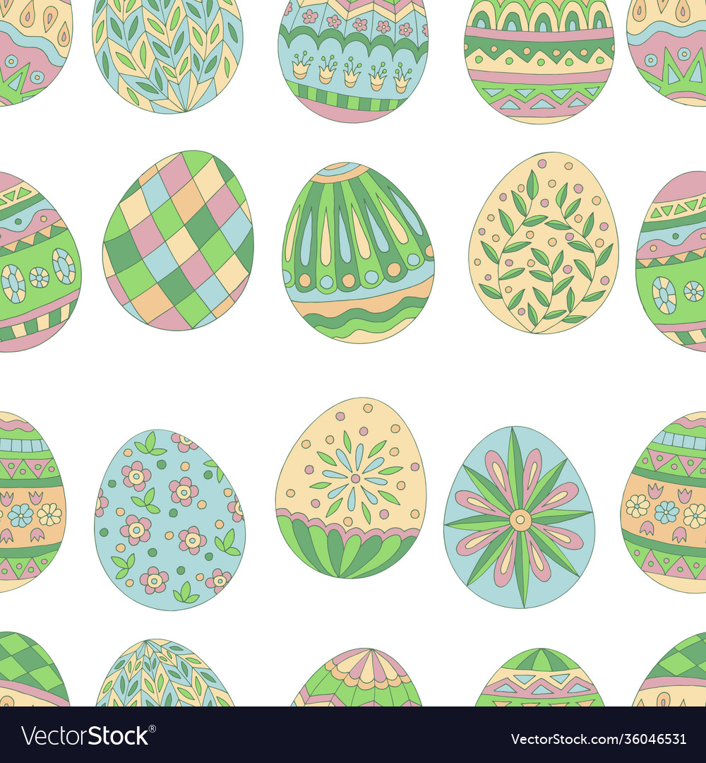 Seamless pattern easter eggs Royalty Free Vector Image