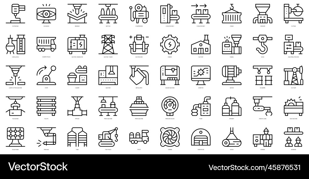 Set of thin line industrial process icons Vector Image