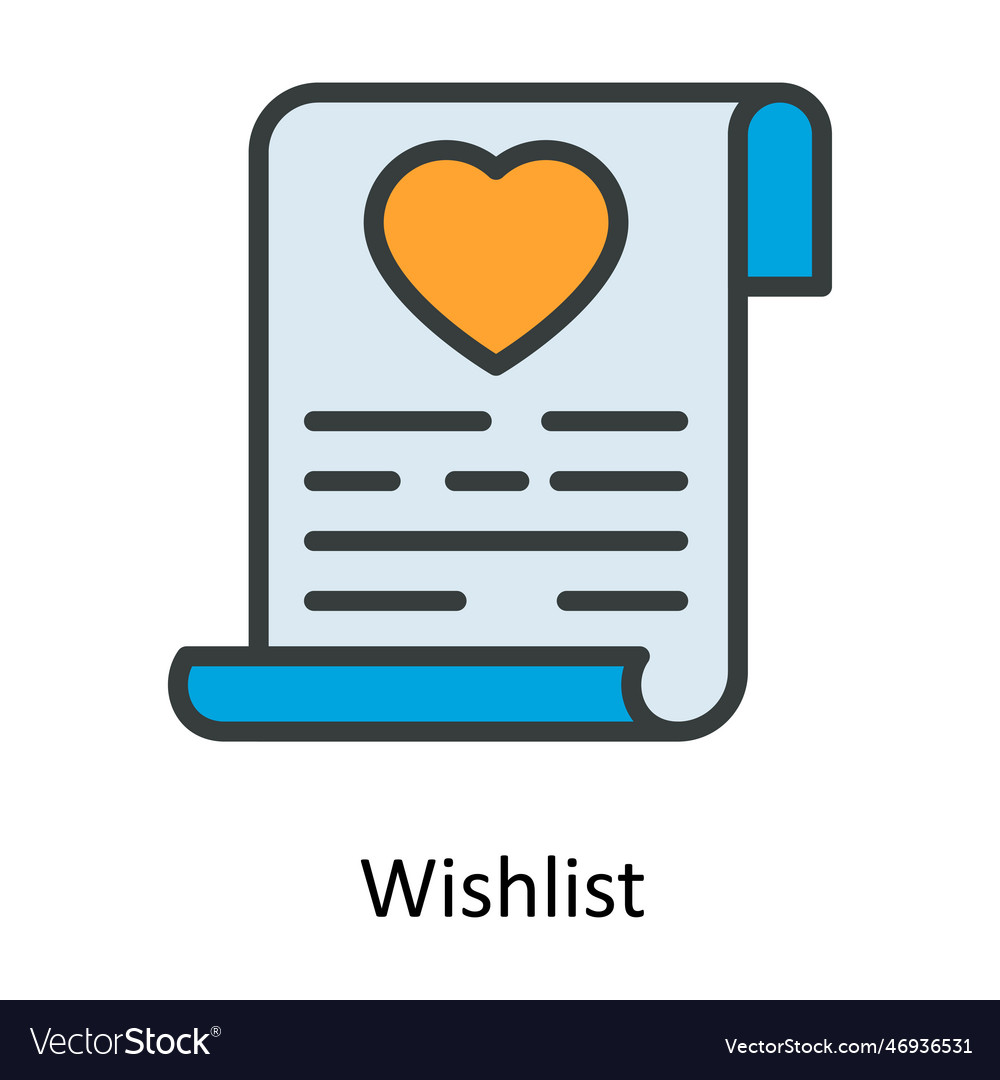 Wish list fill outline icons simple stock Vector Image