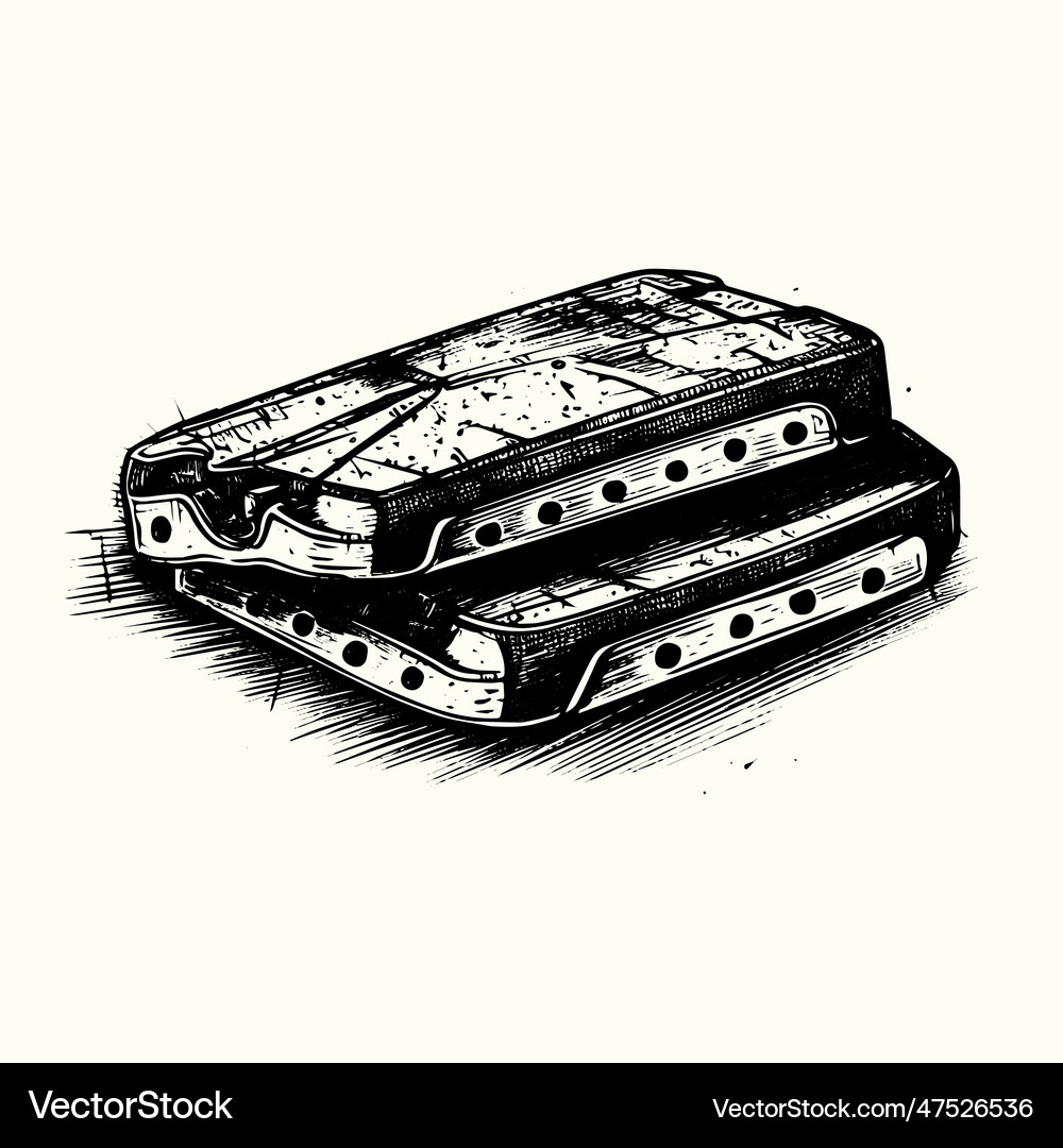Brake pads drawing isolated hand drawn engraved Vector Image