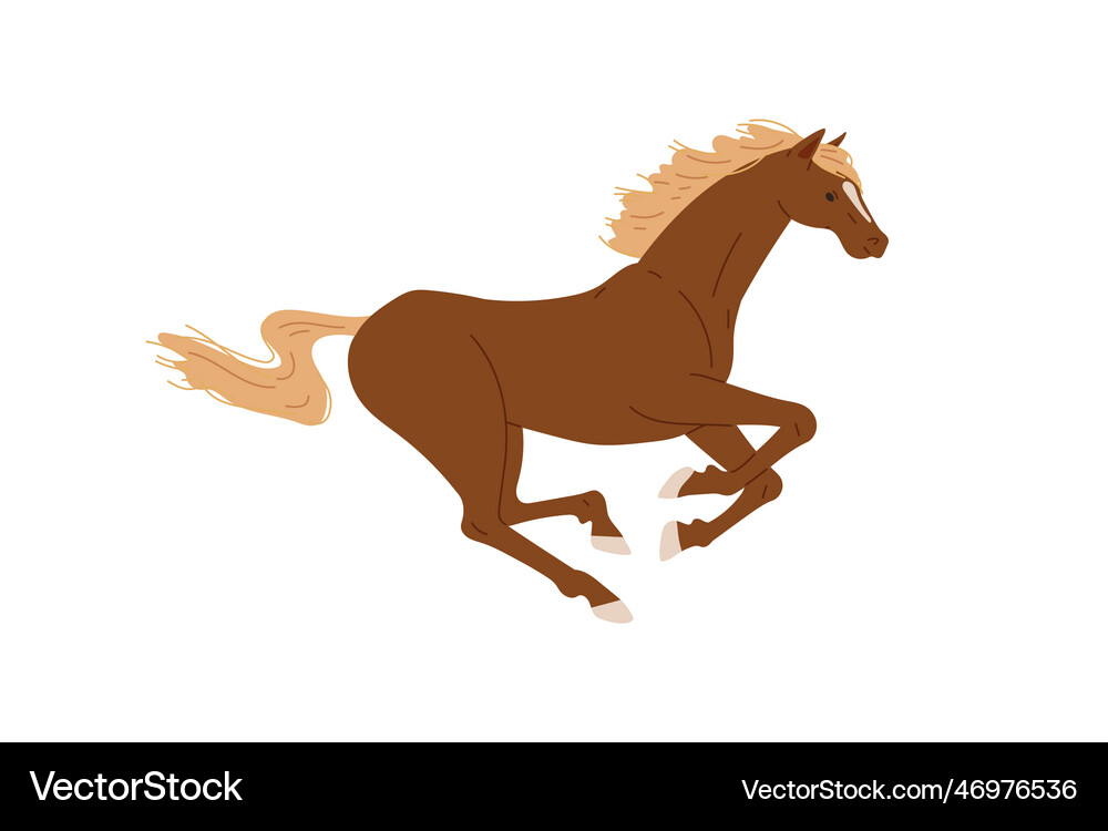 Galloping brown horse with yellow mane and tail Vector Image