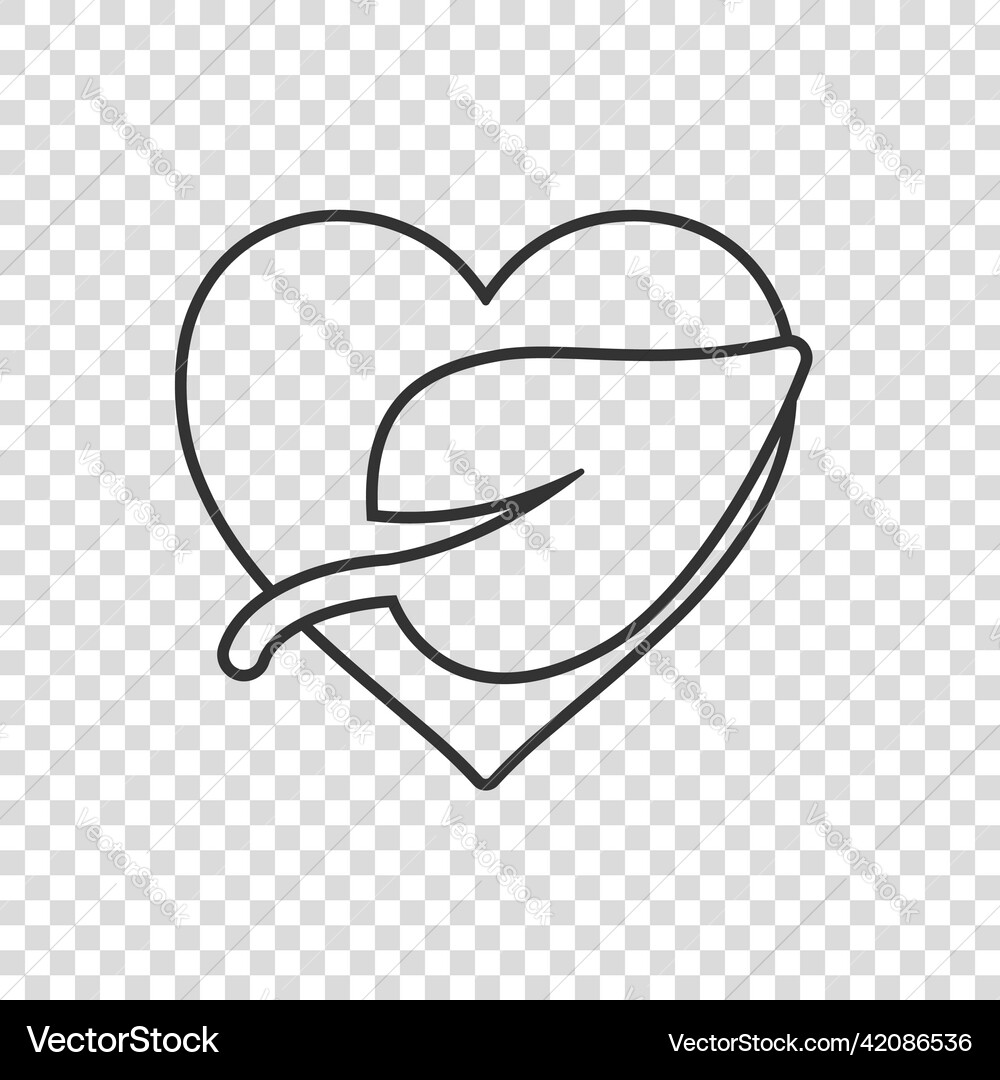 Heart and leaf icon in flat style vegan friendly Vector Image