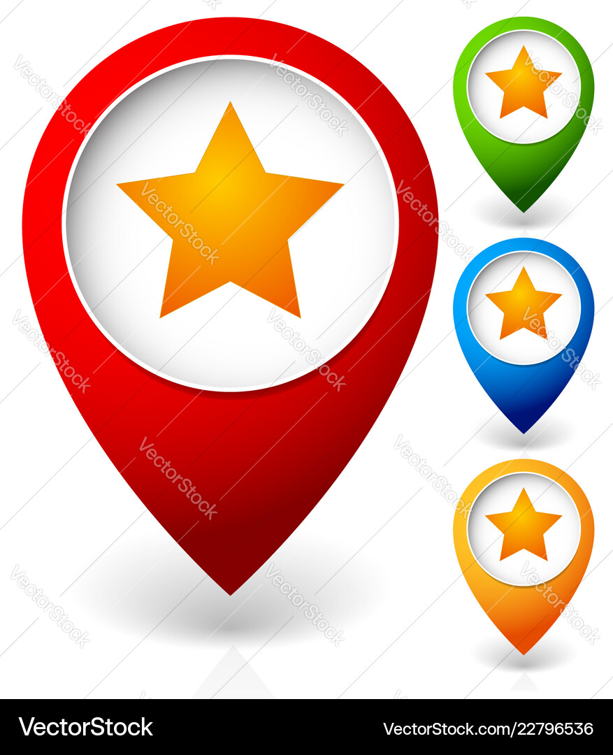 Map marker with star favorite place location icon Vector Image