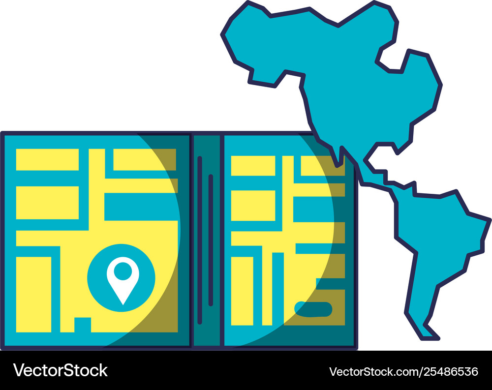 Map with pin location and american continent Vector Image