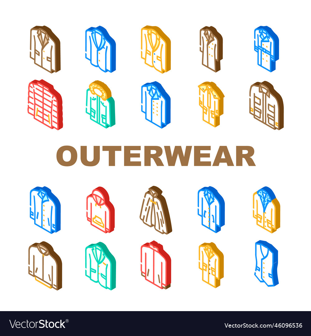 Outerwear Male Clothes Icons Set Royalty Free Vector Image