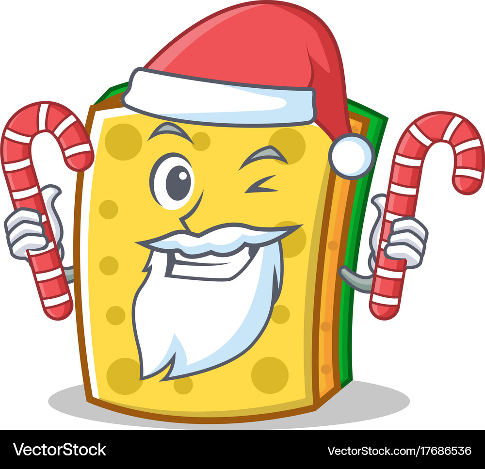 Santa with candy sponge cartoon character funny Vector Image