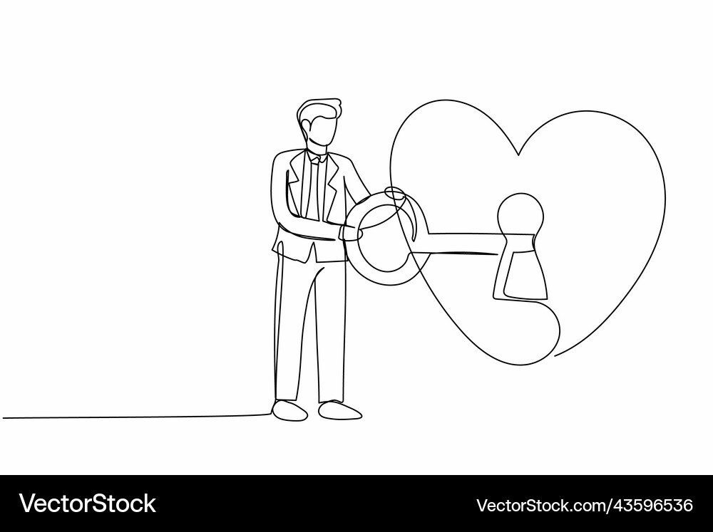 Single one line drawing businessman putting big Vector Image