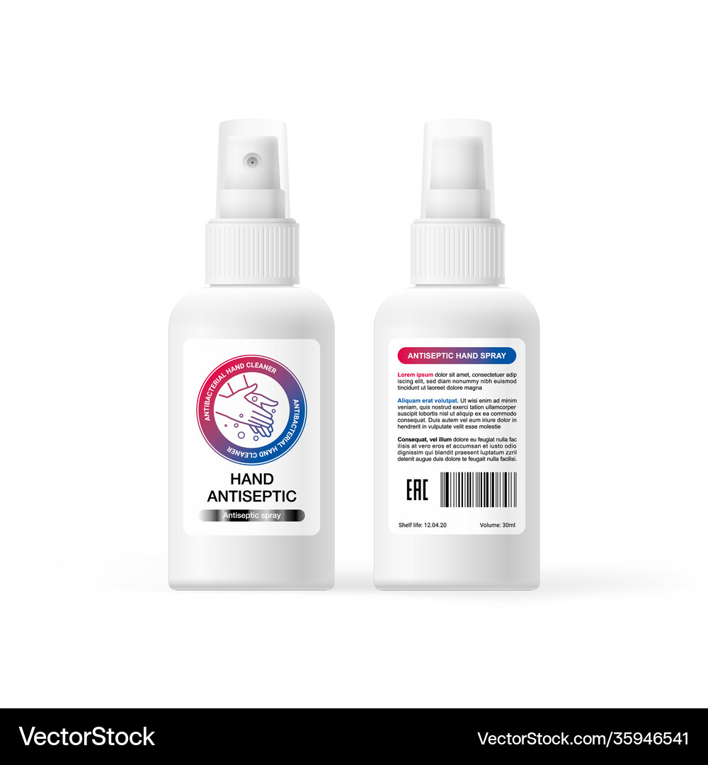 Antiseptic sprey mock-up sticker design logo Vector Image
