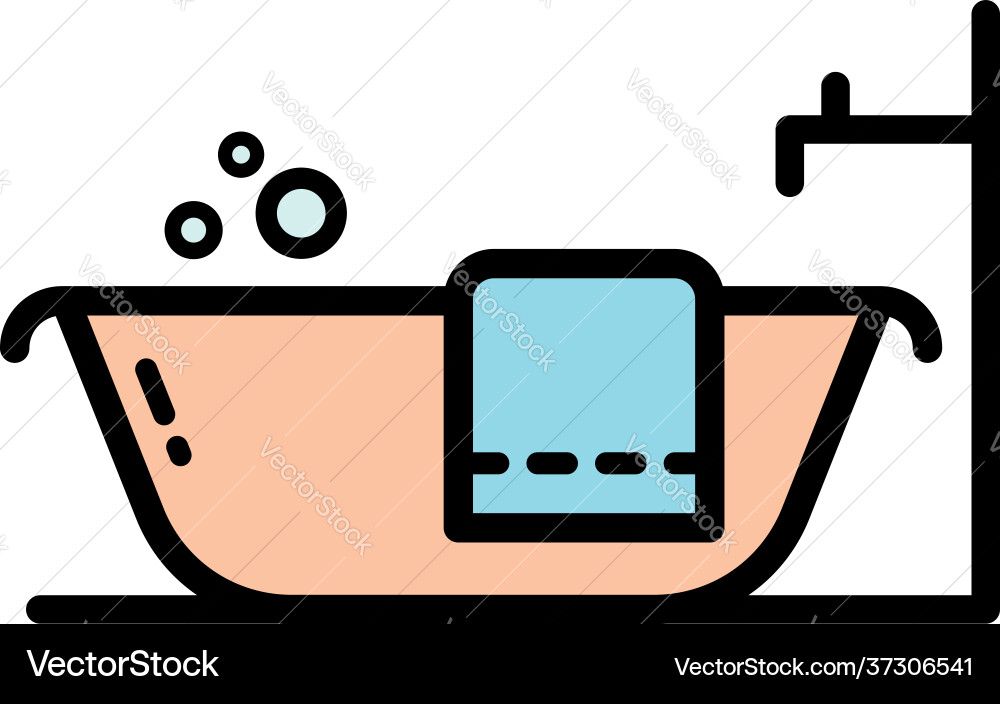 Bathroom bathtub simple style color icon isolated Vector Image