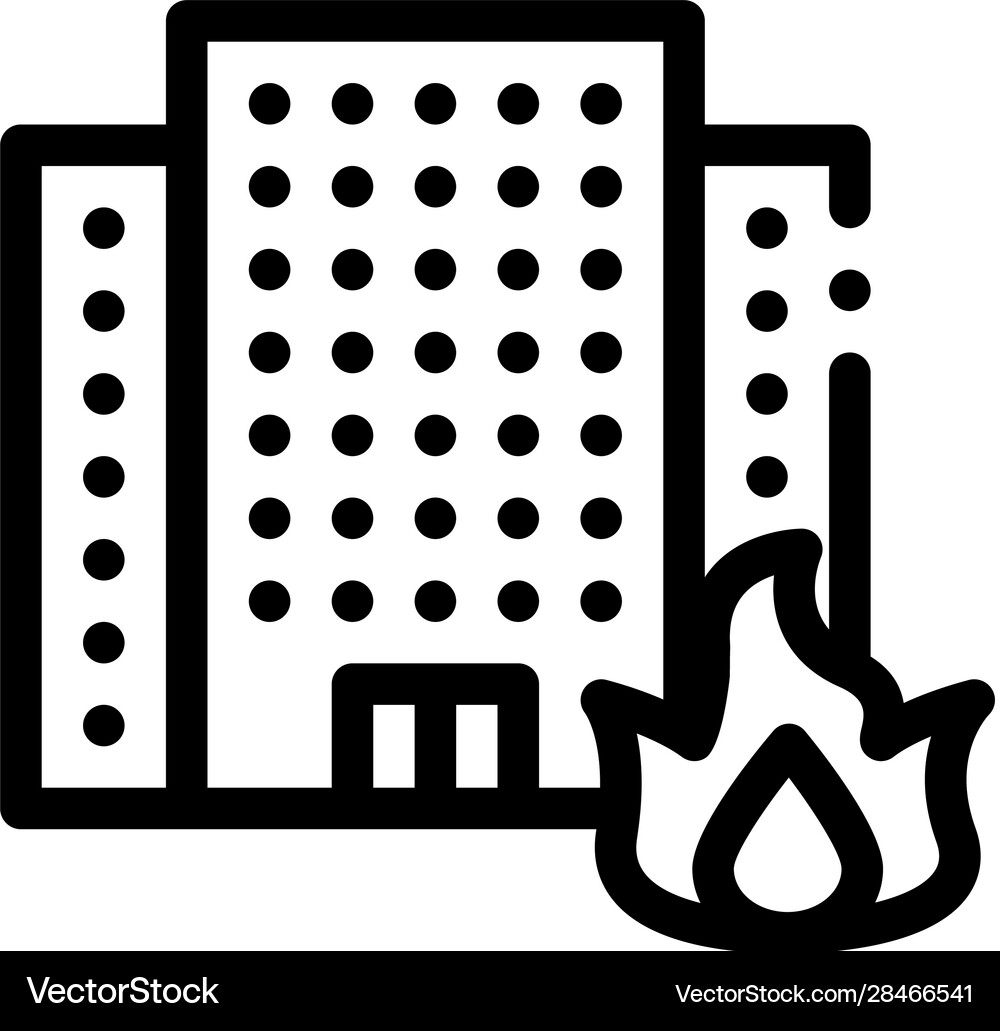 Burning building house icon outline Royalty Free Vector