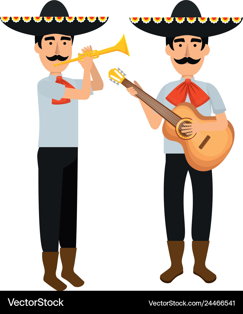 Group mexican mariachi characters Royalty Free Vector Image