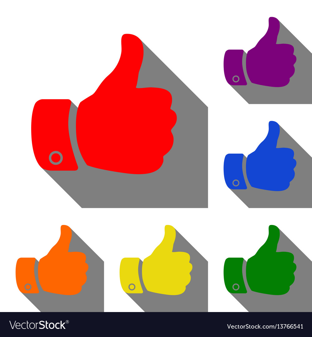 Hand sign set of red orange yellow Royalty Free Vector Image
