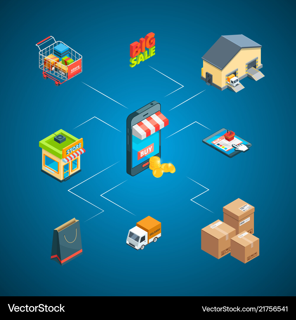 Isometric shipping and delivery icons Royalty Free Vector