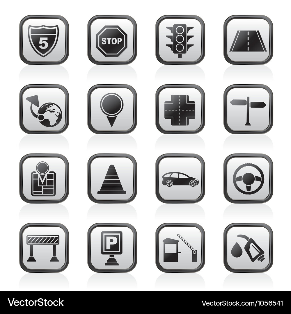 Road and travel icons Royalty Free Vector Image