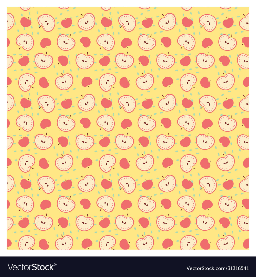 Seamless pattern apples apples cut Royalty Free Vector Image