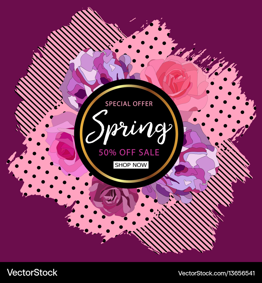 Spring sale background with beautiful colorful Vector Image